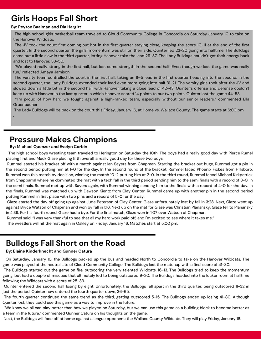 Quinter Schools - Bulldog Beat 1/14/26